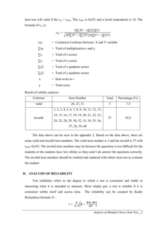 Analysis of item test | PDF