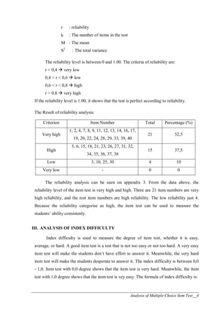 Analysis of item test | PDF