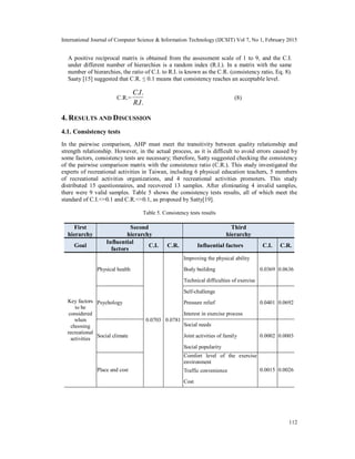 Analysis of key considerations of the public when choosing recreational ...