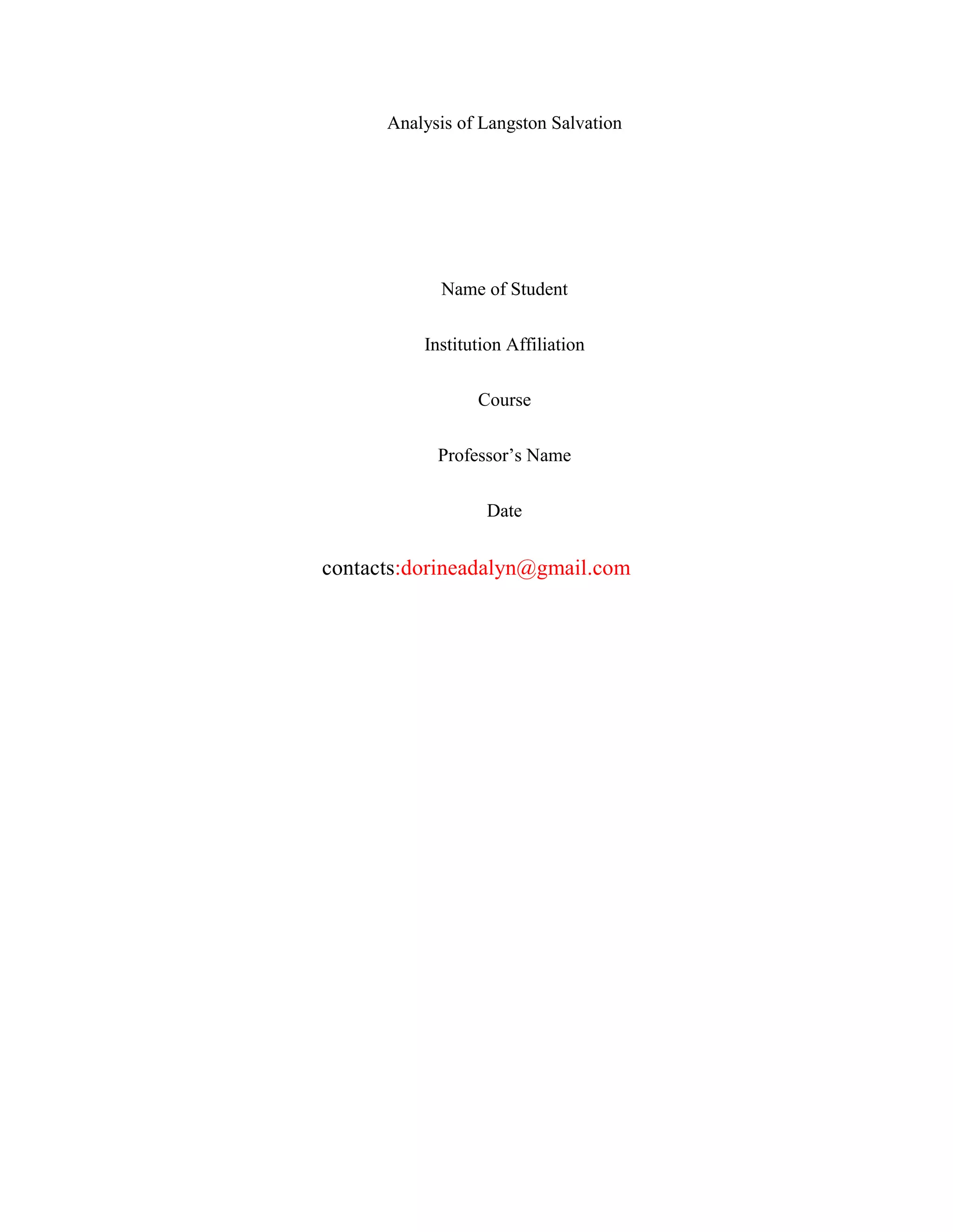 Analysis of Langston Salvation.docx