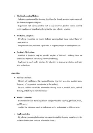 Analysis of Learning Behavior Characteristics and Prediction of ...