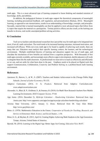 Analysis Of Learning Outcomes From Mobile Mathematics Applications | PDF