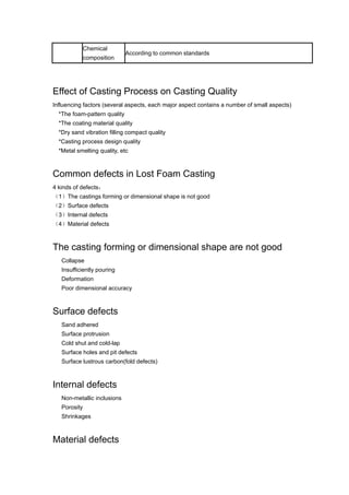 Analysis of lost foam casting defects | PDF
