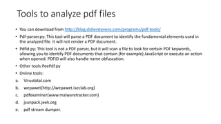 Analysis of malicious pdf | PPTX