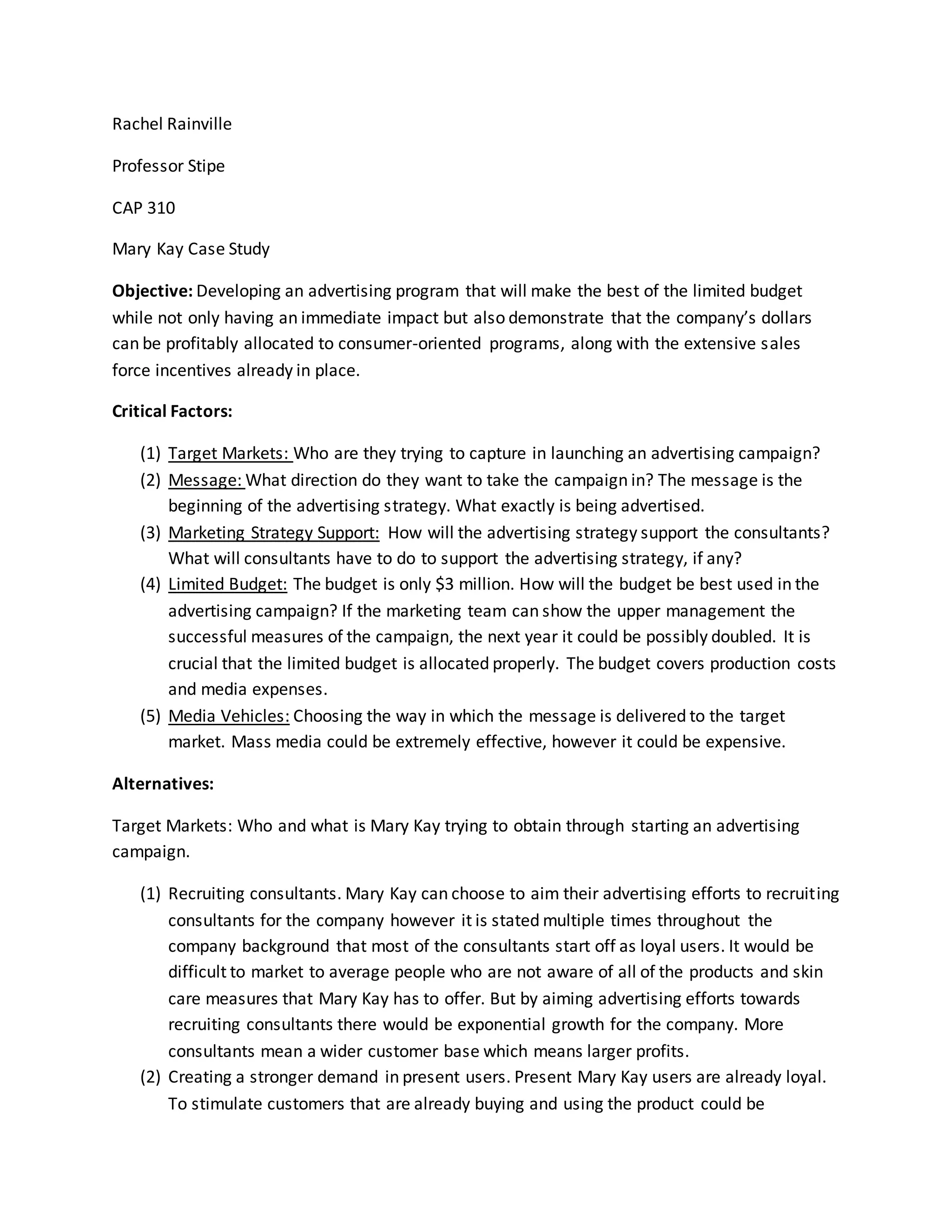 Mary Kay Case Study | DOCX