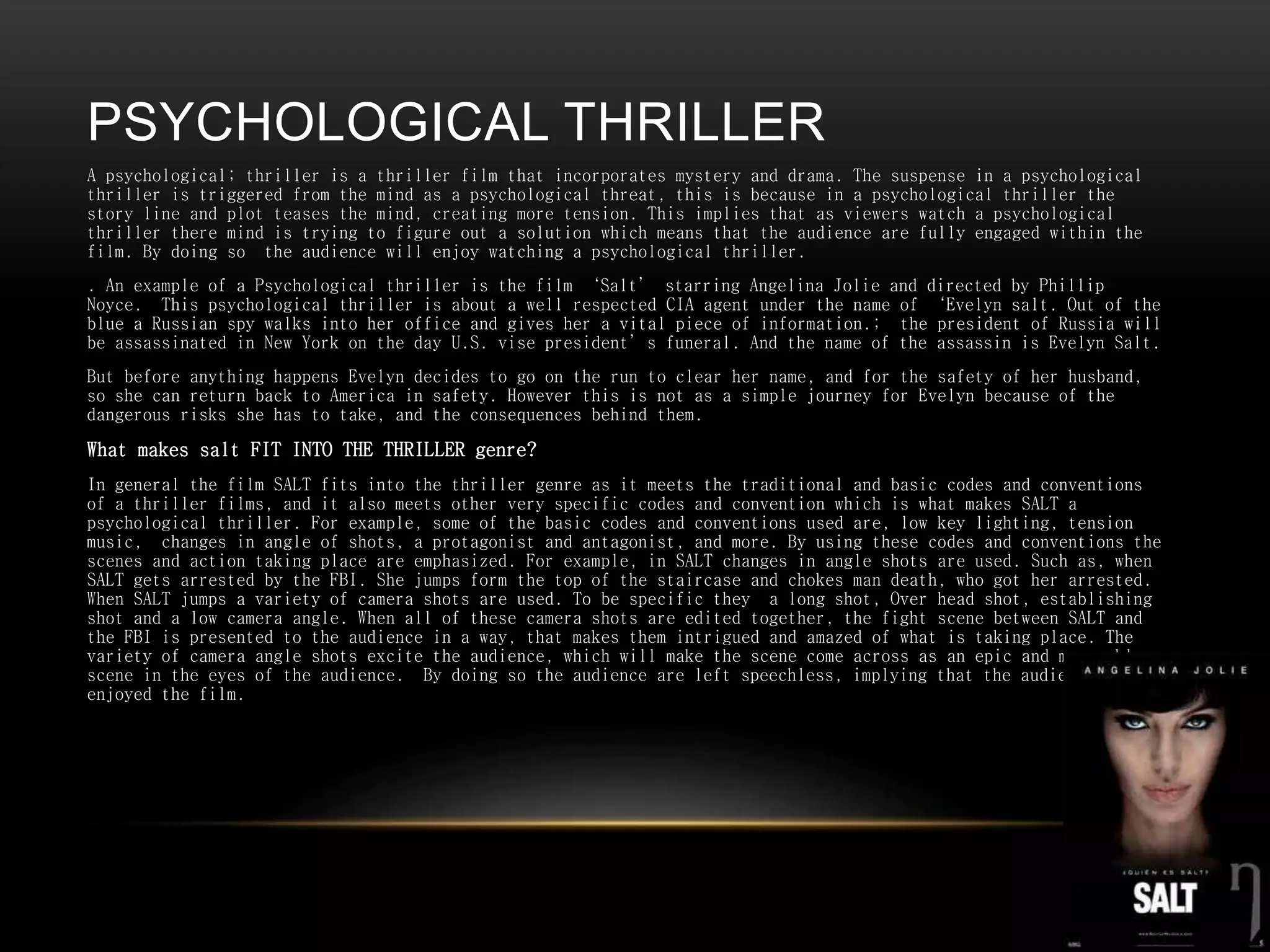 Analysis of different thriller films | PPTX