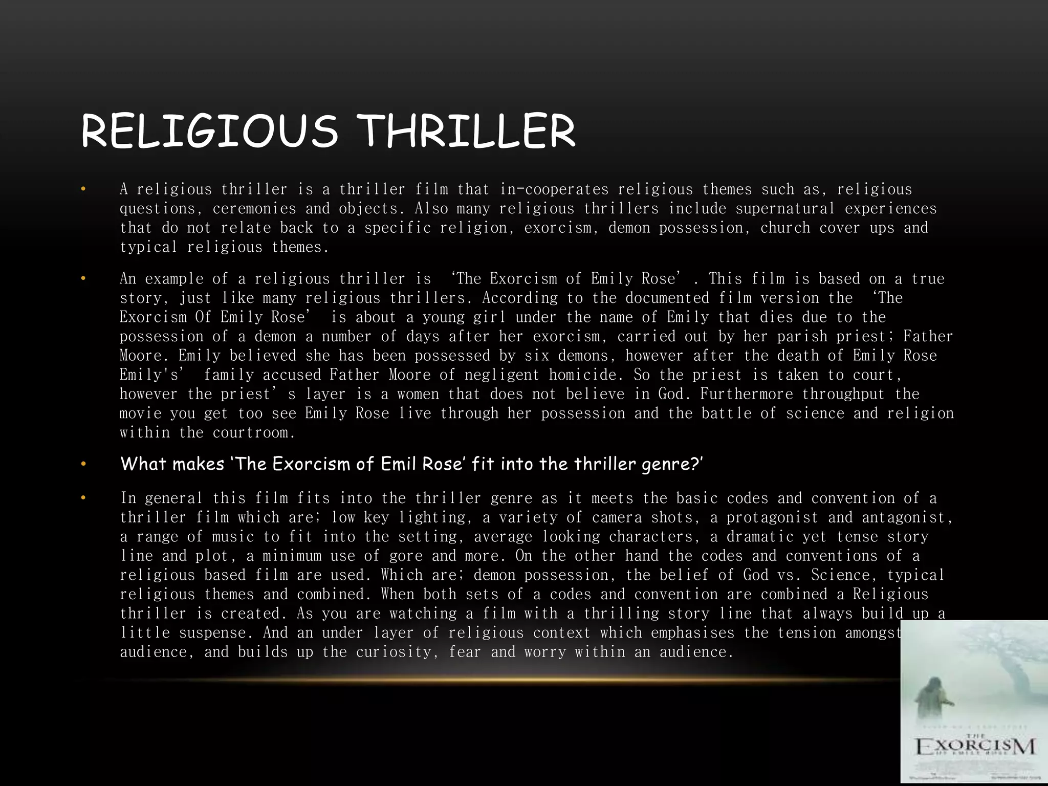 Analysis of different thriller films | PPTX