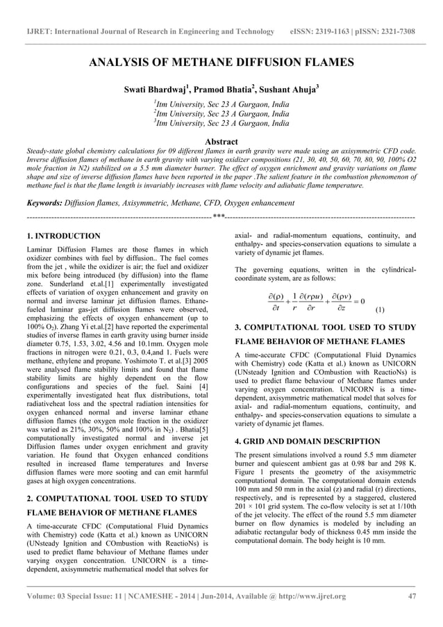 Analysis of methane diffusion flames | PDF