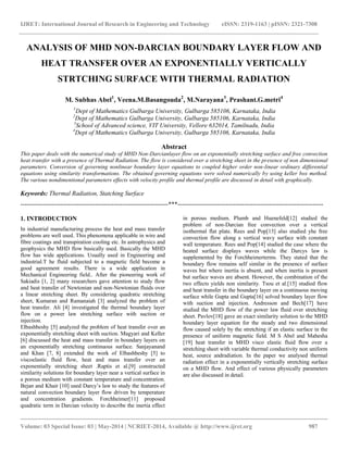Analysis of mhd non darcian boundary layer flow and heat transfer over an exponentially ...