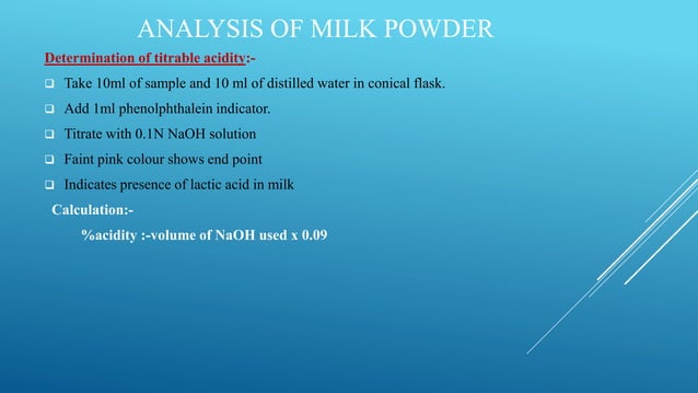 Analysis of milk and milk product | PPTX | Chemistry | Science