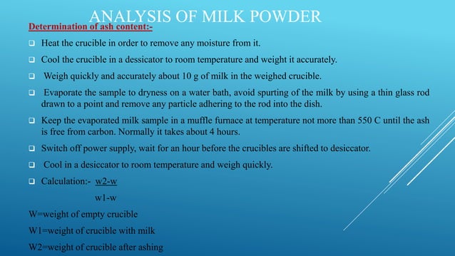 Analysis of milk and milk product | PPTX | Chemistry | Science