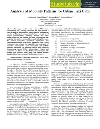 Analysis Of Mobility Patterns For Urban Taxi Cabs | PDF