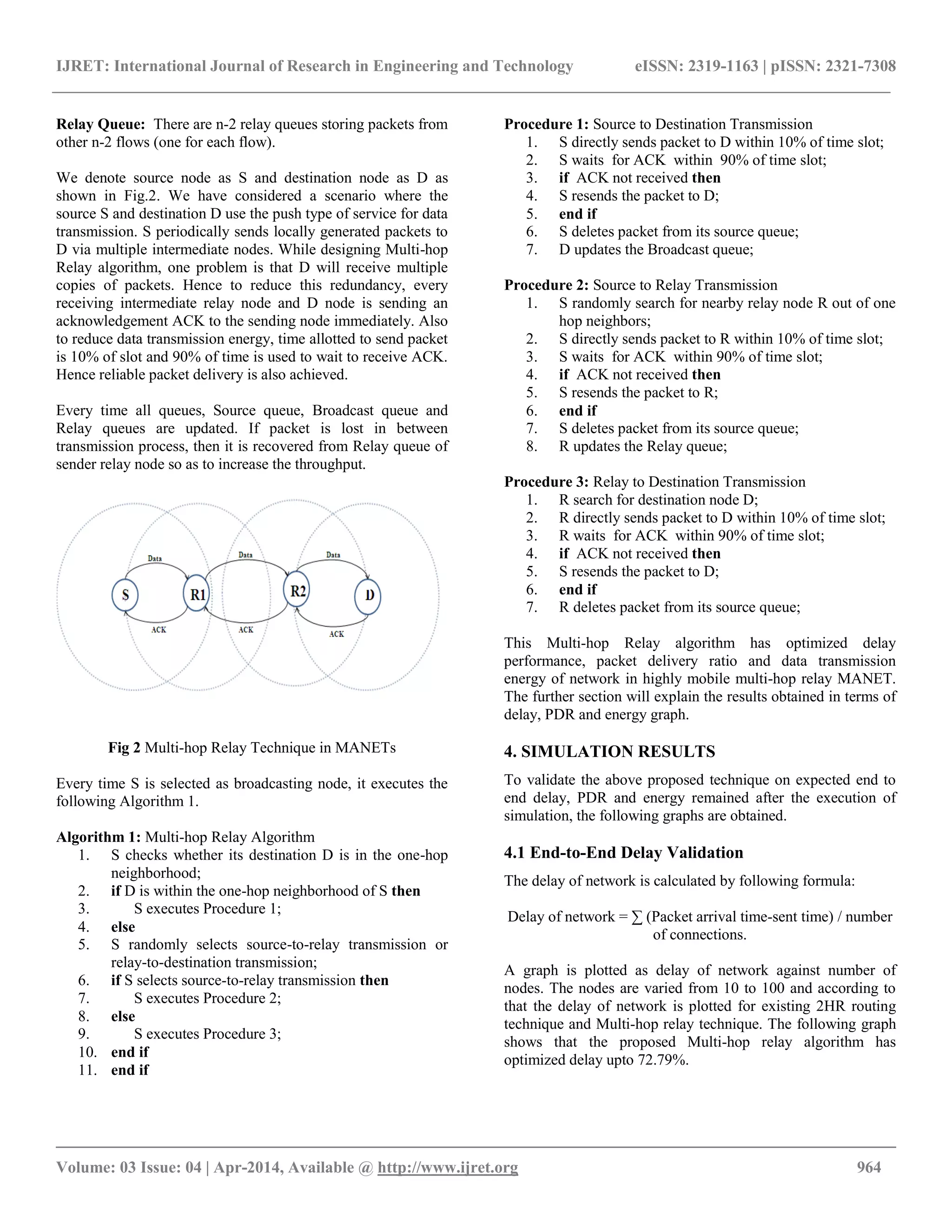 Analysis Of Multi Hop Relay Algorithm For Efficient Broadcasting In