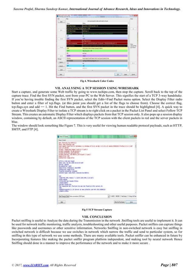 Analysis of network traffic by using packet sniffing tool wireshark | PDF