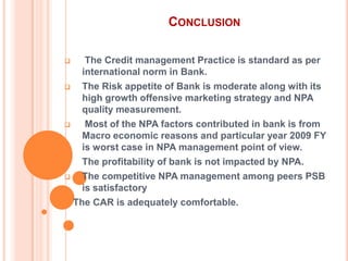 Analysis of NPA management at Canara Bank | PPSX