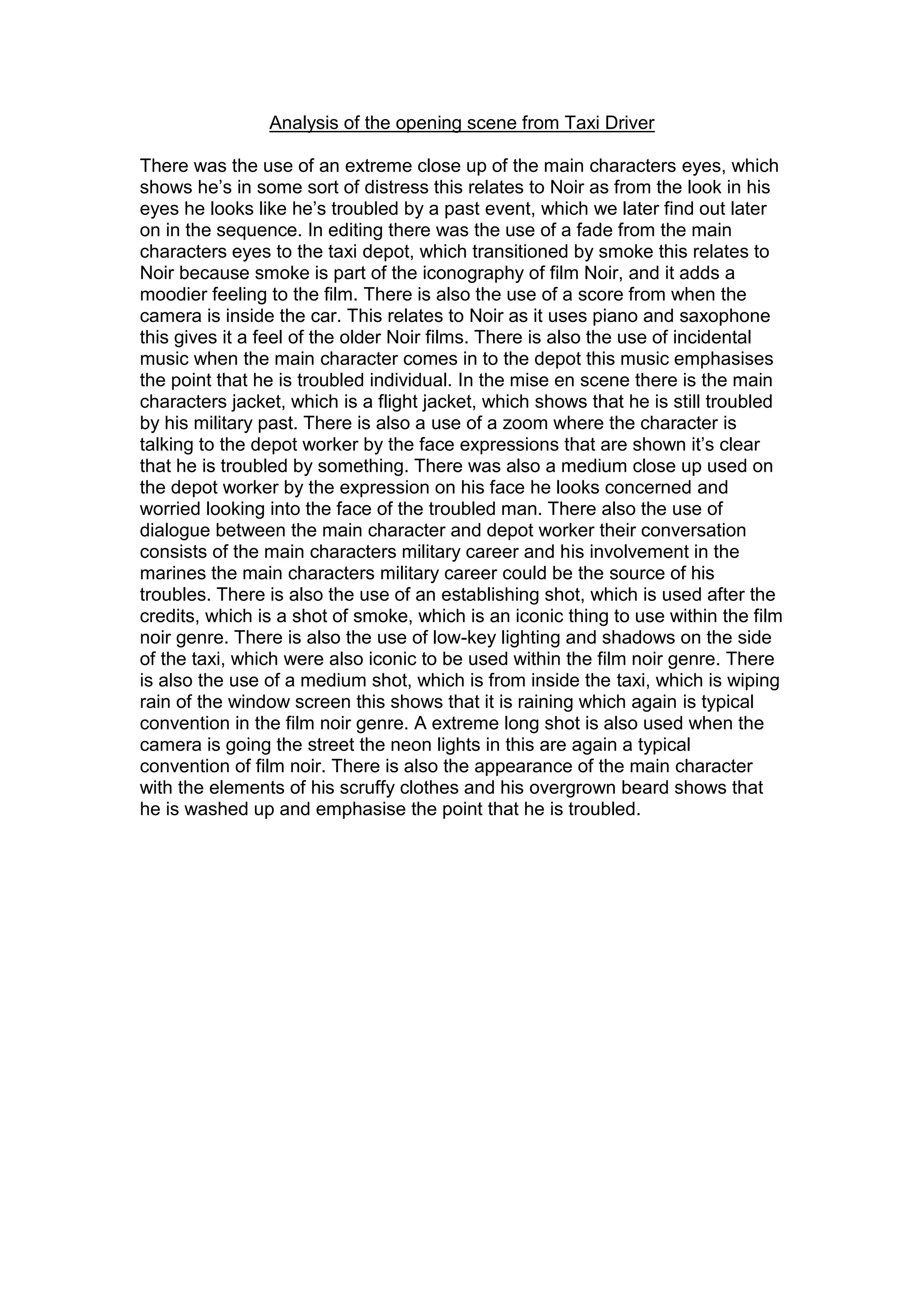 Analysis of opening scene from taxi driver | DOCX