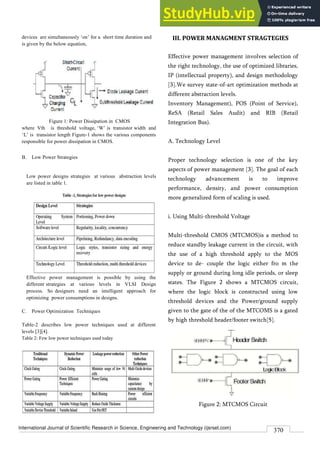 Analysis Of Optimization Techniques For Low Power VLSI Design | PDF | Physics | Science