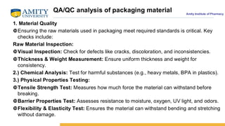Analysis of Packaging Material, QA/QC analysis | PDF