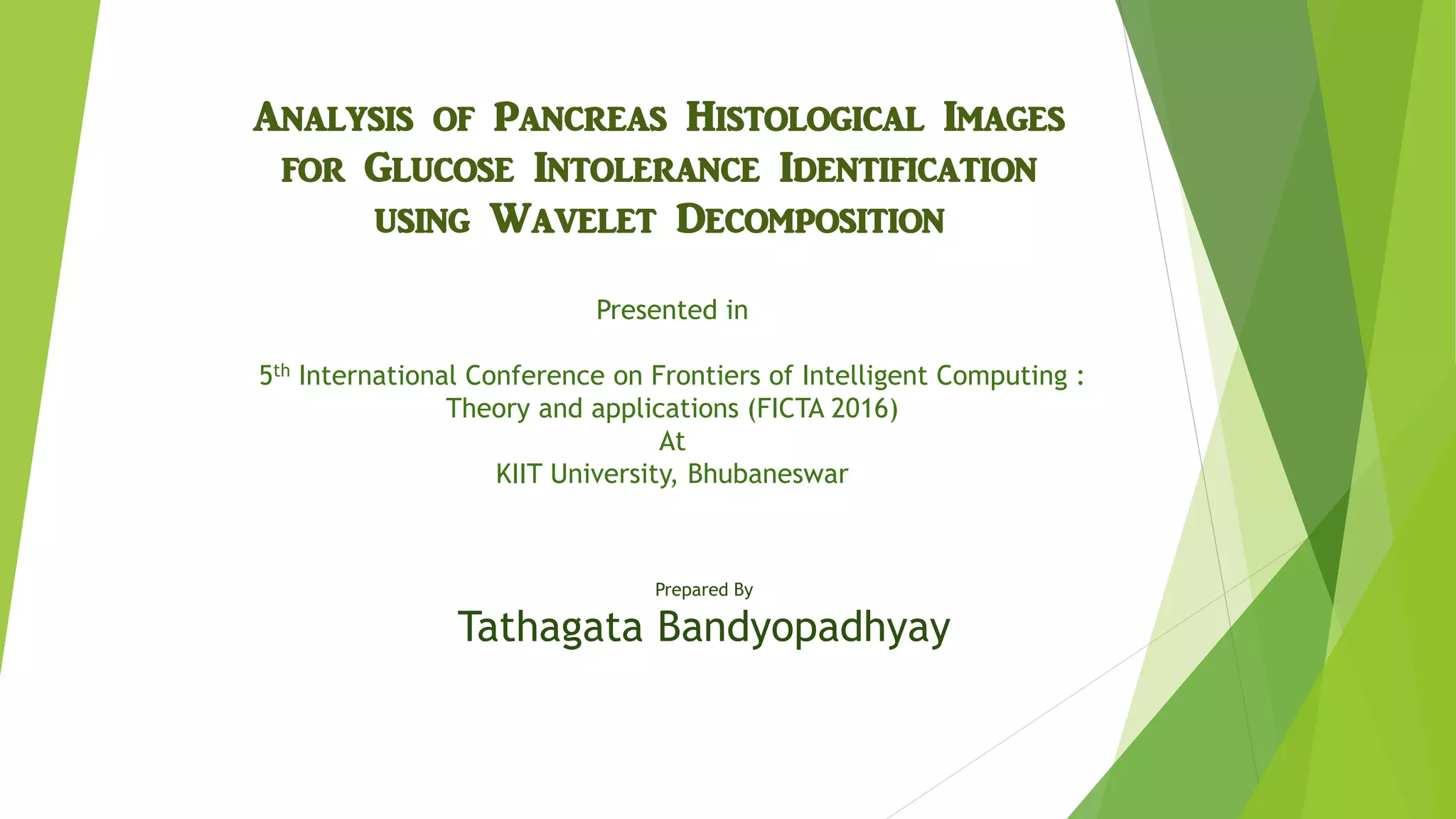 Analysis of pancreas histological images for glucose intollerance ...