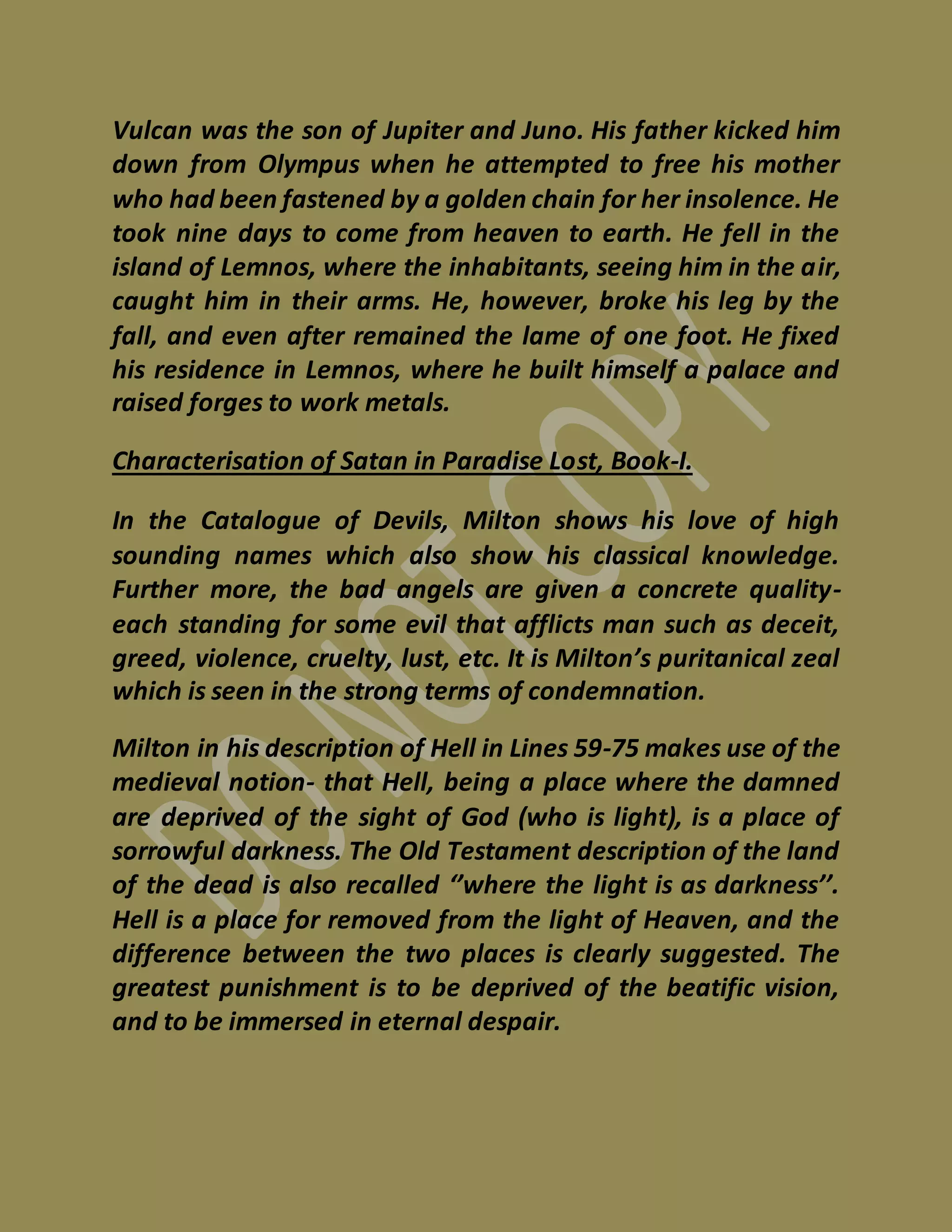 ANALYSIS OF PARADISE LOST, BOOK-I~ The Critical Evaluation. | DOCX