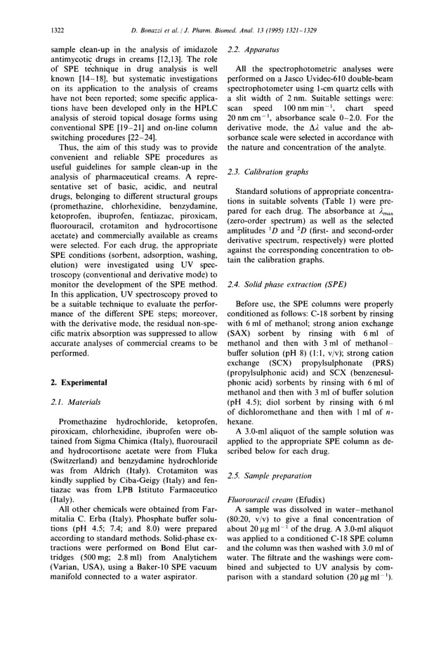 Analysis of pharmaceutical creams: a useful approach based on solid phase extraction (spe) and ...