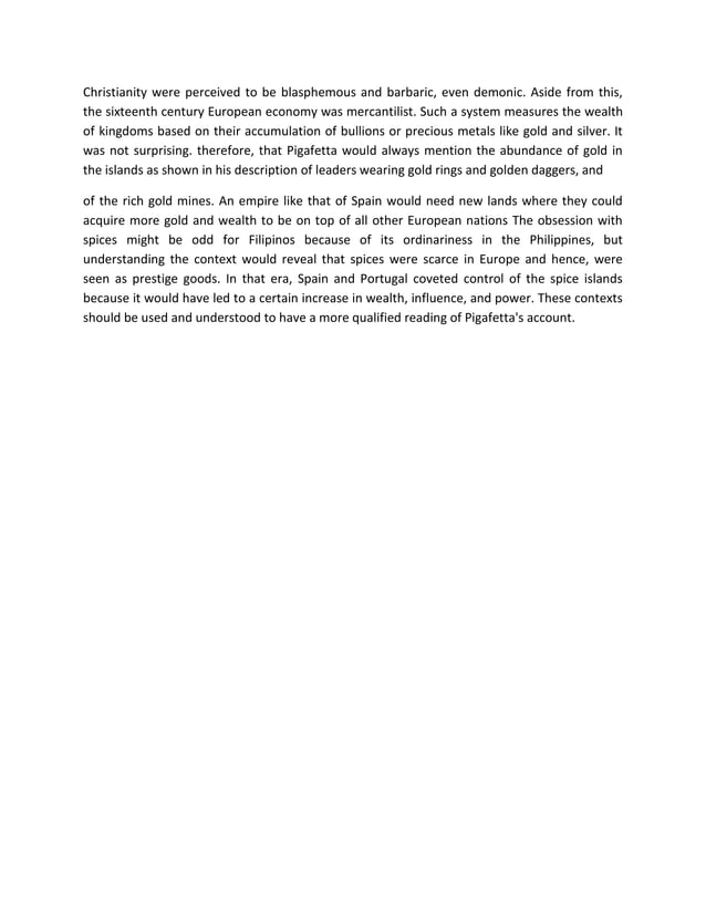 The Analysis of Antonio Pigafetta's Chronicles | DOCX