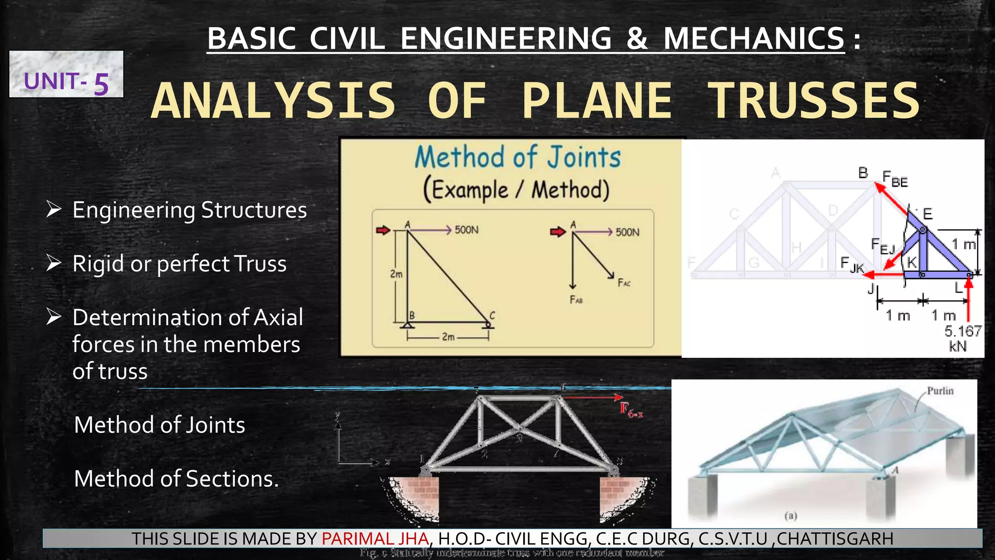 Analysis of plane truss unit 5 | PPTX