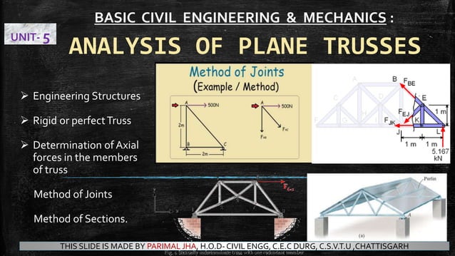 Analysis of plane truss unit 5 | PPTX