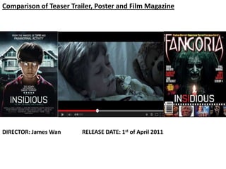 Analysis of poster, magazine and teaser trailer | PPT