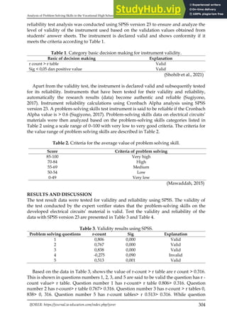 Analysis of Problem Solving Skills in the Vocational High School Using ...