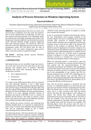 Analysis Of Process Structure In Windows Operating System | PDF