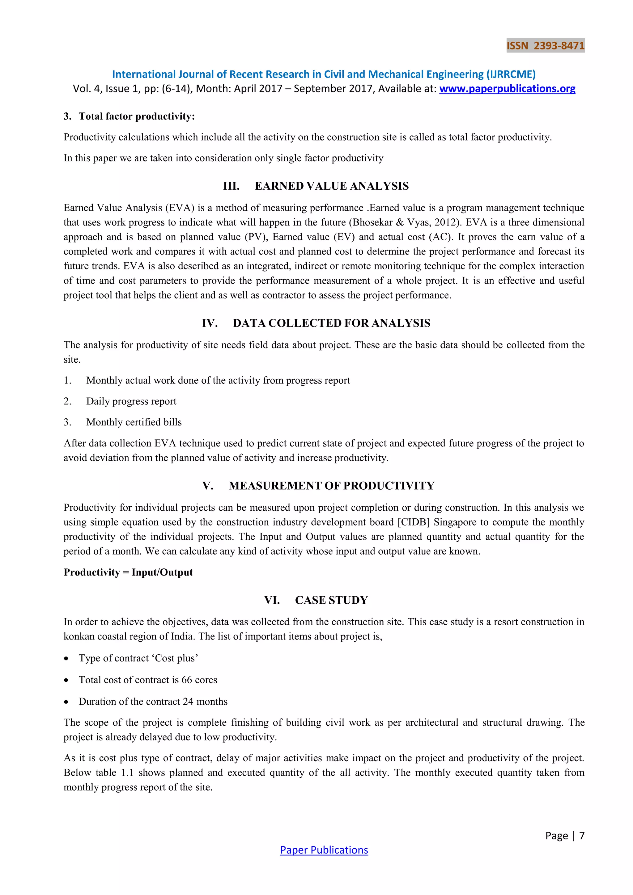 Analysis of Productivity in Construction | PDF