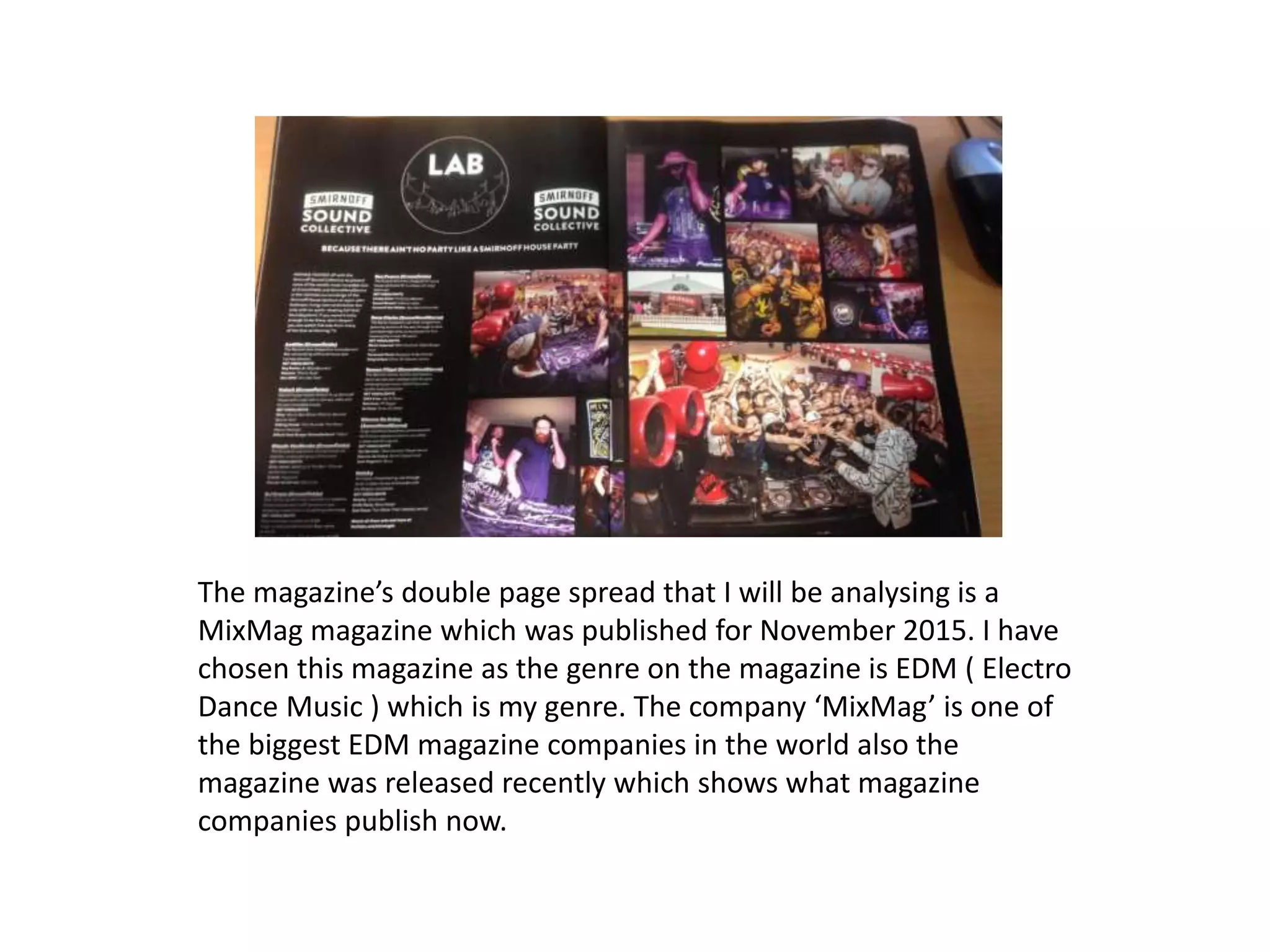Analysis of professional edm double page spread | PPT