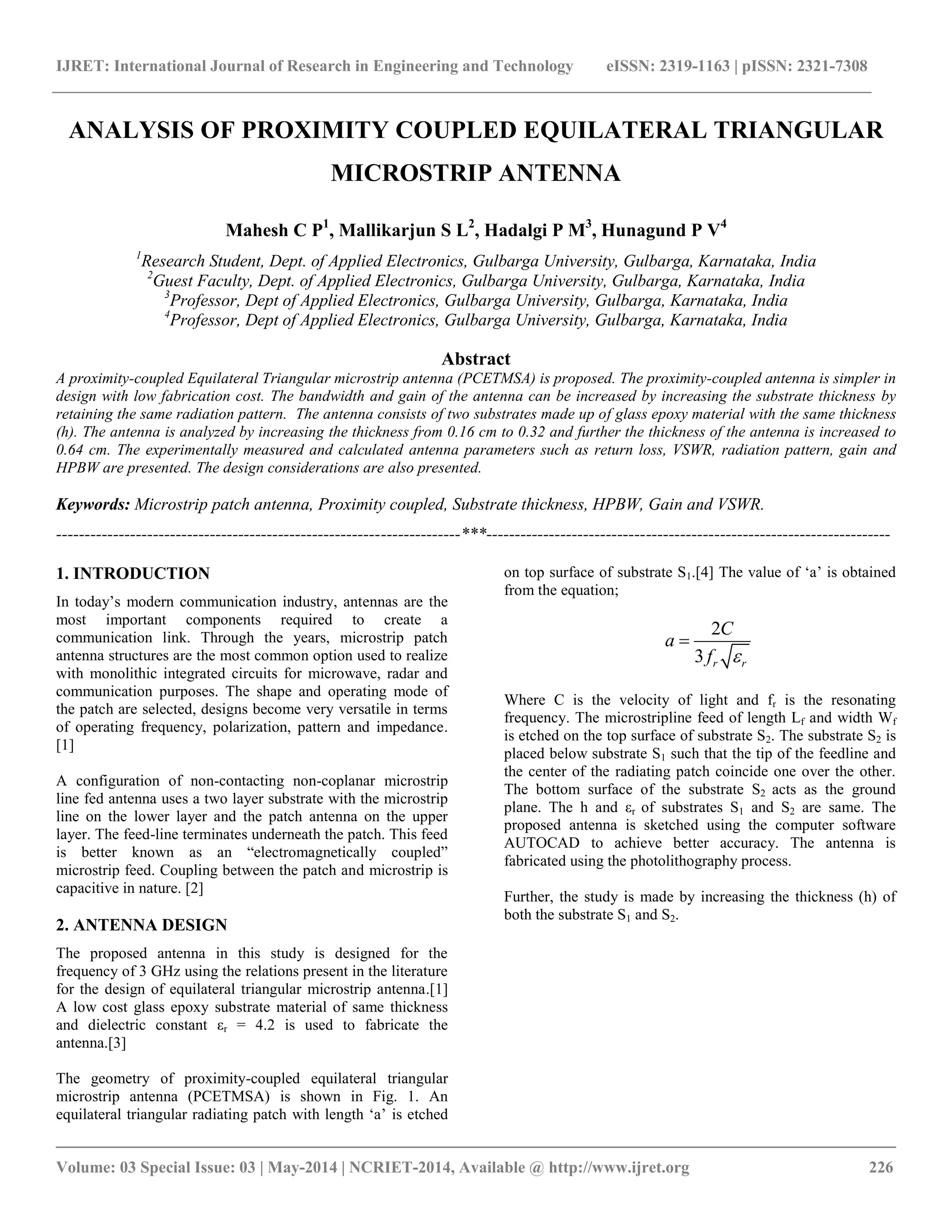 Analysis of proximity coupled equilateral triangular | PDF | Physics ...
