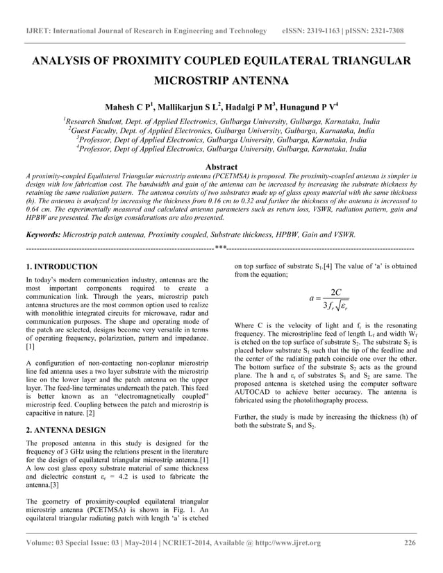 Analysis of proximity coupled equilateral triangular | PDF | Physics | Science