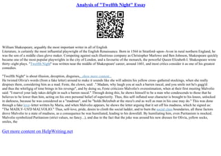 Analysis Of &Twelfth Night& Essay | PPT