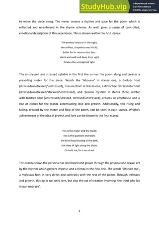 Analysis Of Quot Woman To Man Quot By Judith Wright - Second Academic ...