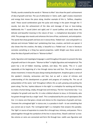 Analysis Of Quot Woman To Man Quot By Judith Wright - Second Academic ...