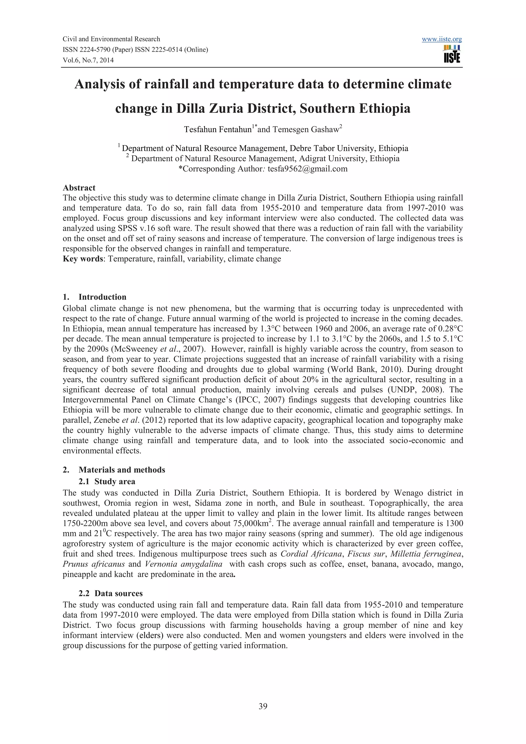Analysis of rainfall and temperature data to determine climate | PDF