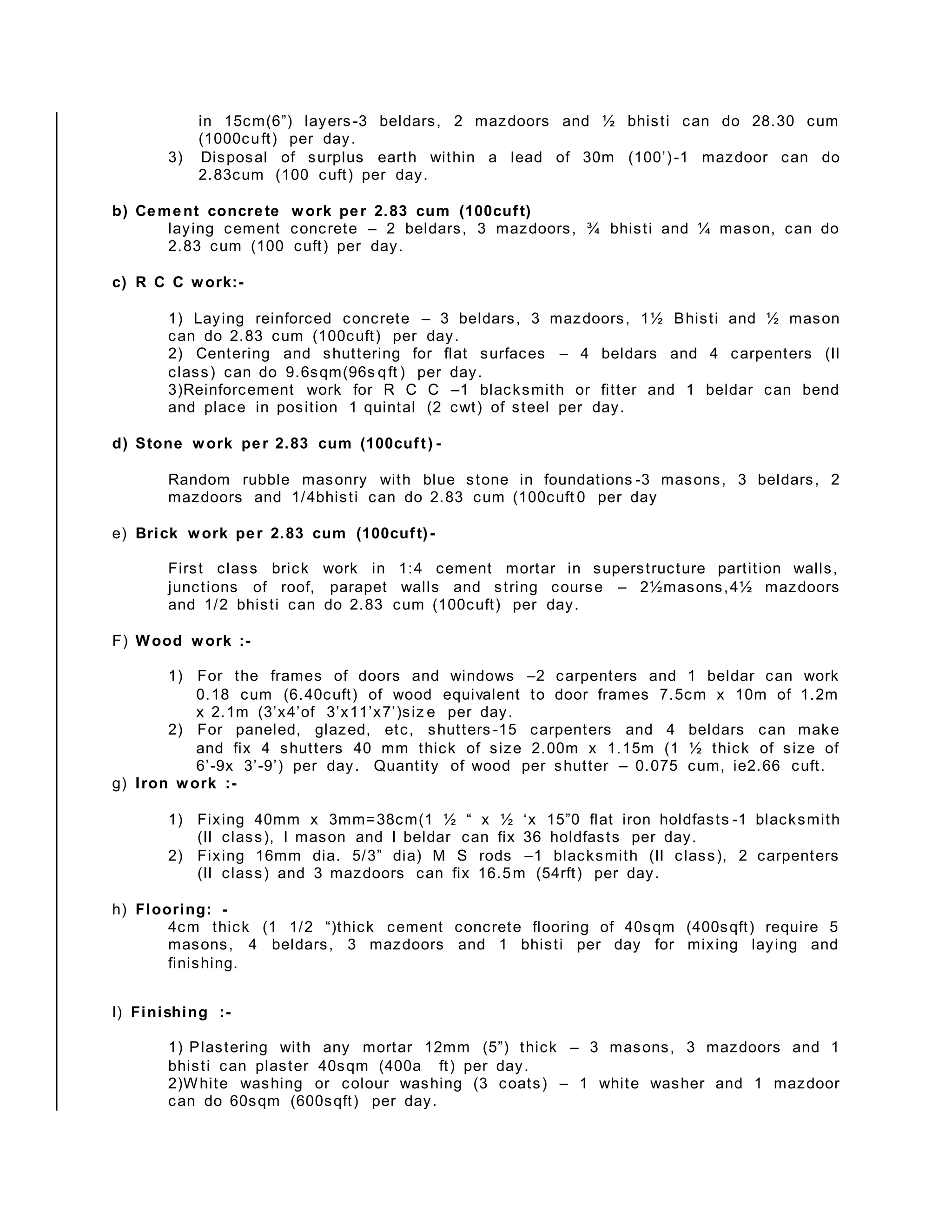 Analysis of rates for labour and material | DOCX