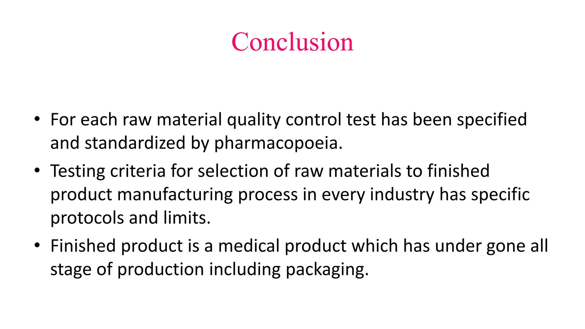 Analysis of raw material and finished product | PPTX
