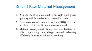 Analysis of raw material and finished product | PPTX