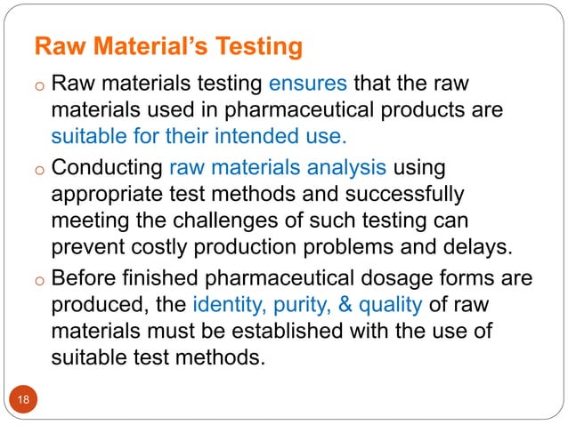 Analysis of Raw Materials | PPT