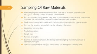 Analysis of raw materials | PPTX