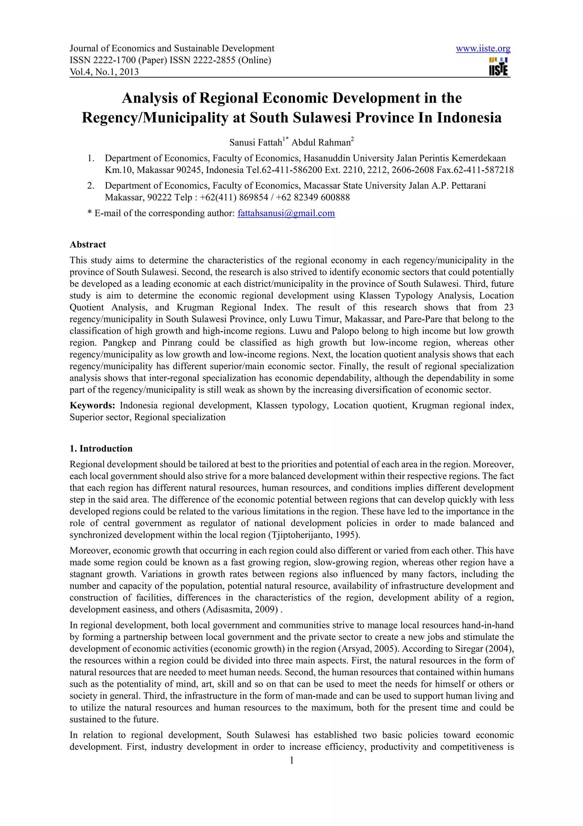 Analysis of regional economic development in the regency | PDF