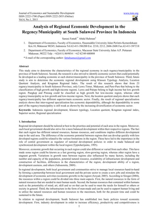 Analysis of regional economic development in the regency | PDF