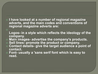 Analysis of regional magazines adverts | PPT