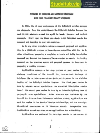 Analysis of Research and Lecturing Proposals That Meet Fulbright ...