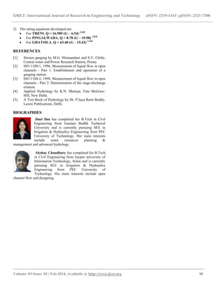 Analysis of river flow data to develop stage discharge relationship | PDF