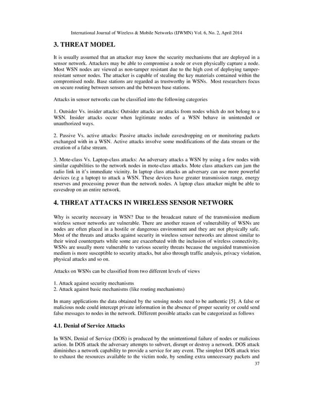 Analysis of security threats in wireless sensor network | PDF